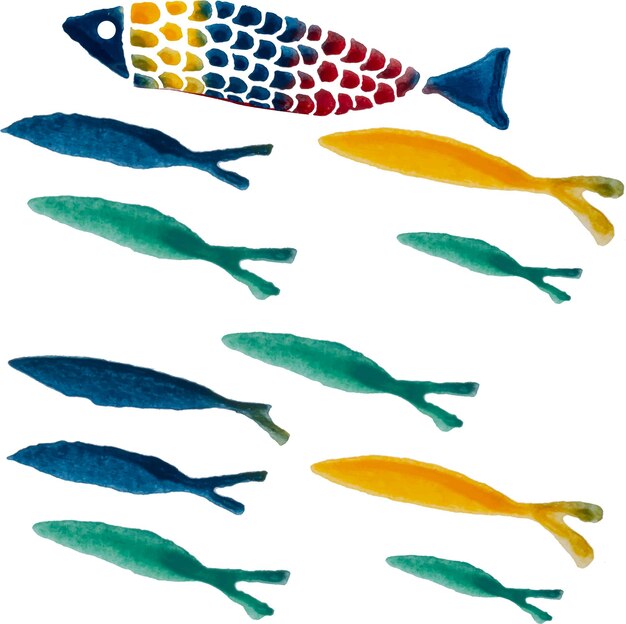Vibrant Shoal of Abstract Fish Shapes in Diverse Hues | Jiffy Designs
