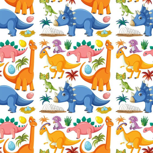 Vibrant Dinosaur Collection: Playful Prehistoric Creatures in Vibrant ...