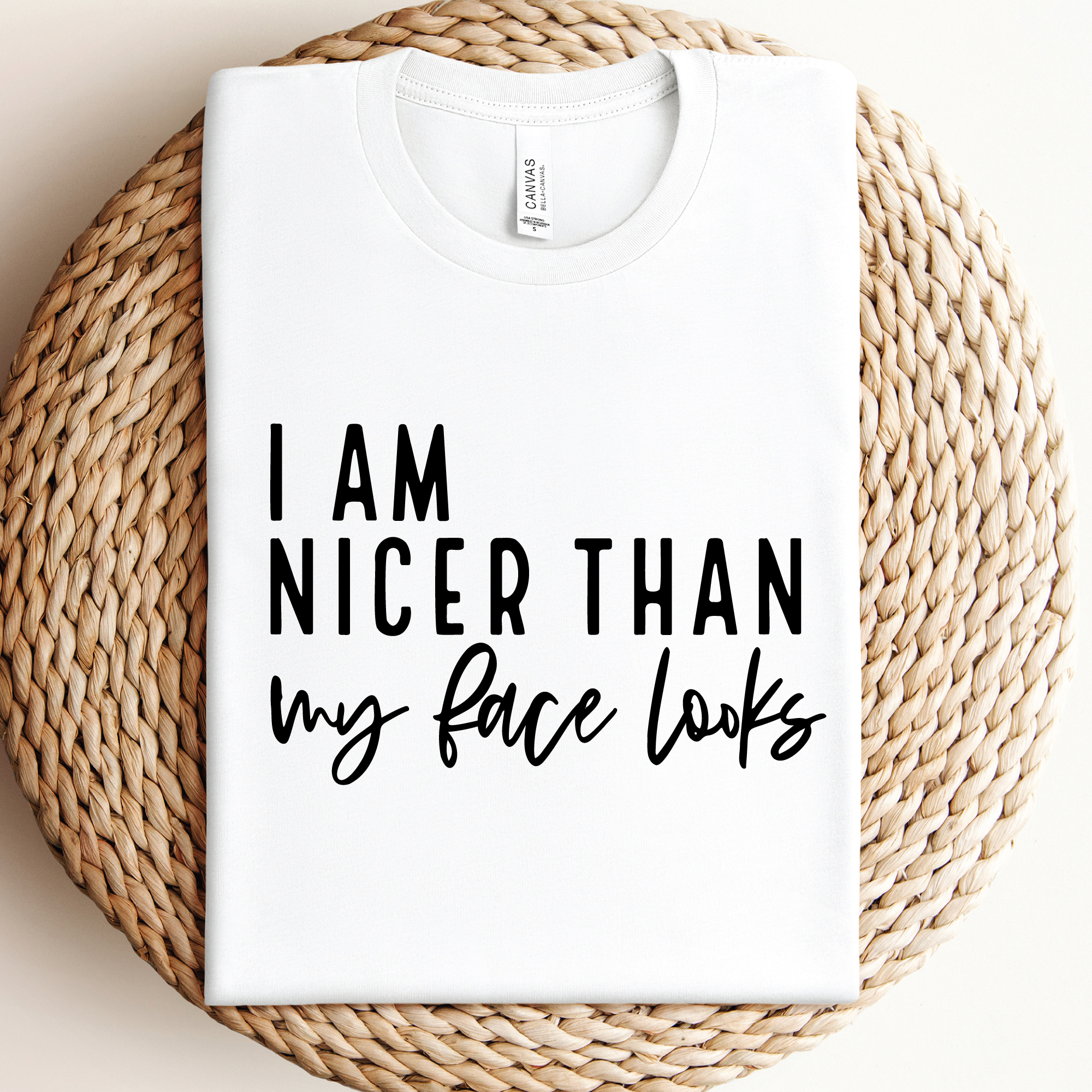 'I Am Nicer Than My Face Looks' Bold Typography with Playful Cursive ...