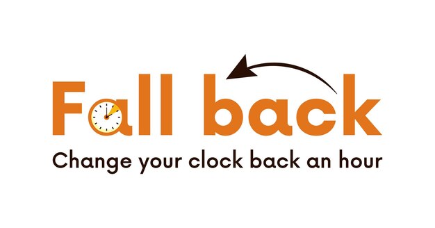 Vibrant 'Fall Back' Clock Change Reminder with Directional Arrow ...