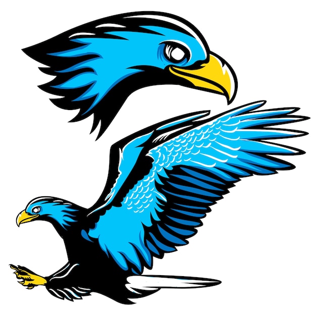 Majestic Blue Bird Illustration with Vibrant Wings | Jiffy Designs