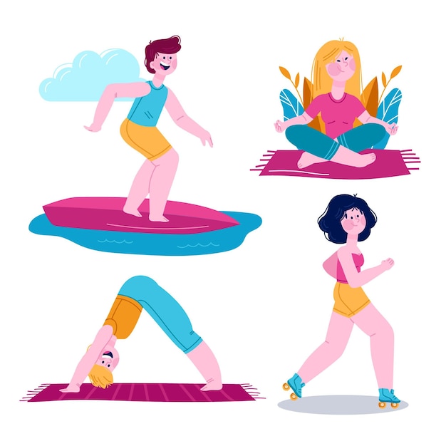 Vibrant Collection of Diverse Wellness Poses and Activities | Jiffy Designs