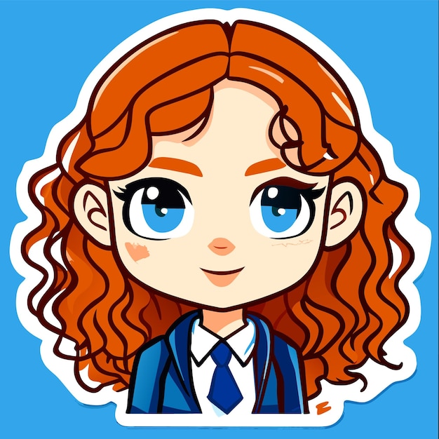Adorable Cartoon Girl with Curly Red Hair | Jiffy Designs