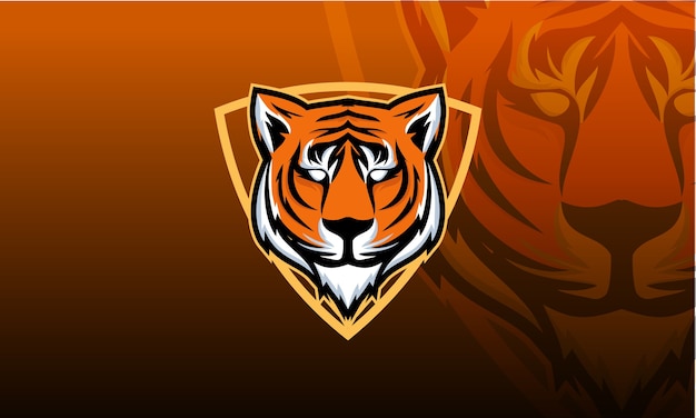 Majestic Tiger Emblem on Fiery Orange Background | Jiffy Designs