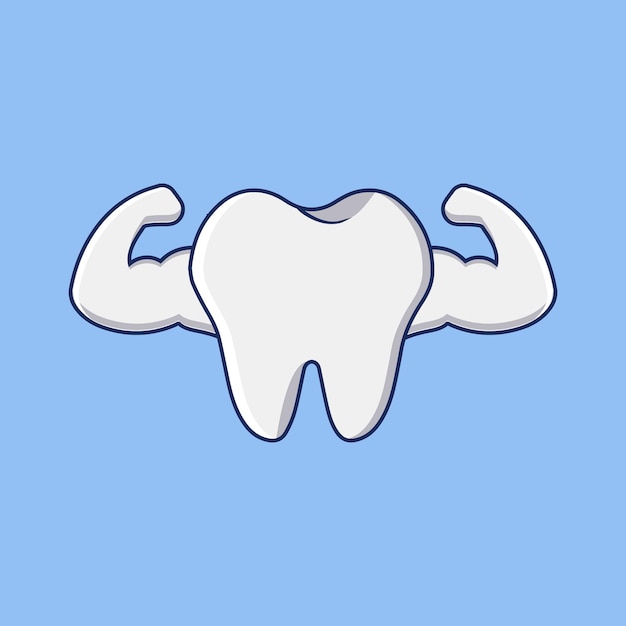 Powerful Dental Icon: Muscular Tooth Flexing Its Strength | Jiffy Designs
