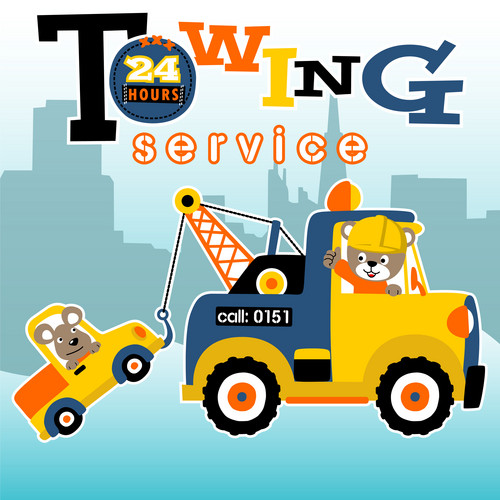 Tow Truck Cartoon Towing A Little Car | Jiffy Designs