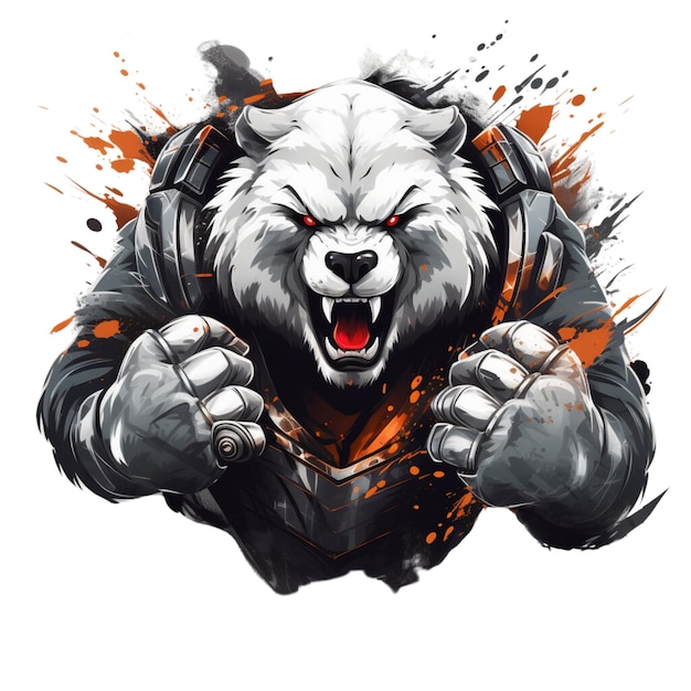 Ferocious White Bear Bursting Through Flames | Jiffy Designs
