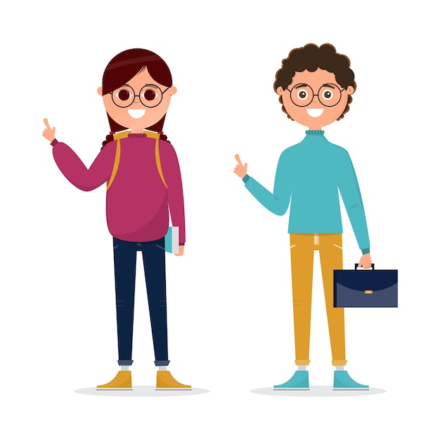 Cartoon Characters: Quirky Students with Glasses and Vibrant Outfits ...