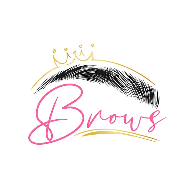 Glamorous Brow Sketch with Golden Crown Emblem | Jiffy Designs