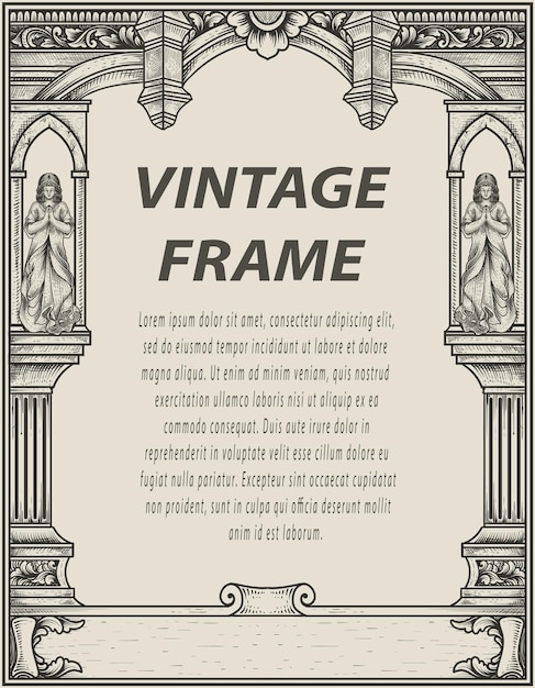 Ornate Architectural Vintage Frame with Classical Statues | Jiffy Designs