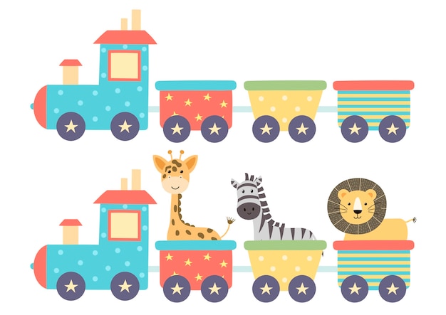 Colorful Toy Train with Playful Animal Passengers | Jiffy Designs