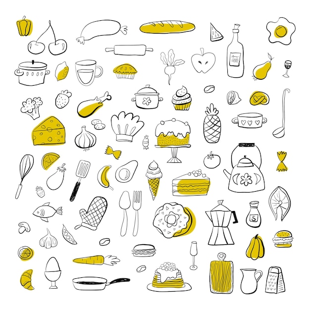Diverse Culinary Collection: Vibrant Icons and Illustrations | Jiffy ...