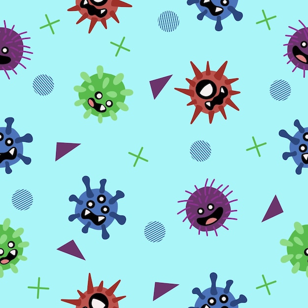 Whimsical Virus Creatures Playfully Scattered on Mint Background ...