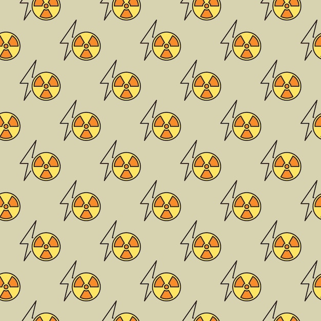 Vibrant Radiation Symbol Pattern with Lightning Bolt Accents | Jiffy ...