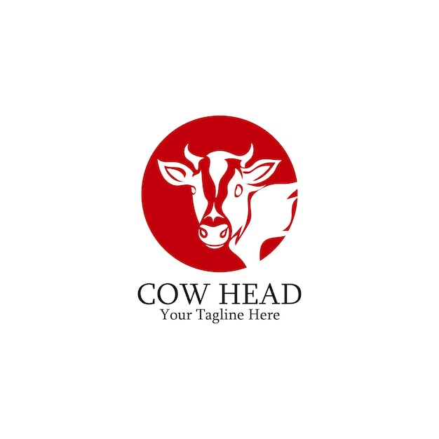 Striking Red Cow Head Logo with Customizable Tagline | Jiffy Designs