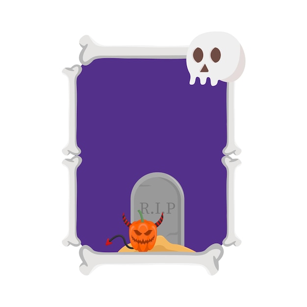 Spooky Graveyard Frame with Skull and Pumpkin | Jiffy Designs