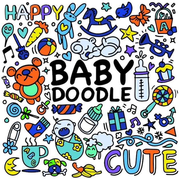 Vibrant Baby Doodle Collection with Cute Illustrations and Typography ...