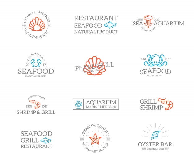 Vibrant Seafood Collection of Nautical Emblems and Logos | Jiffy Designs