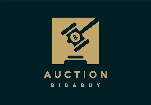 Elegant Auction House Symbol with Gavel and Coin Icon | Jiffy Designs