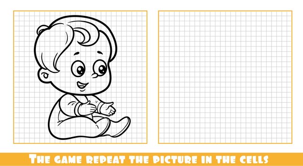 Adorable Cartoon Baby Boy in Grid Frame | Jiffy Designs