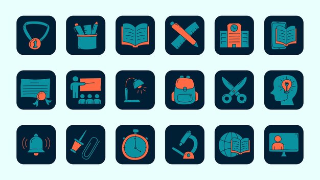 A Collection of Vibrant Educational Icons Representing School Supplies ...