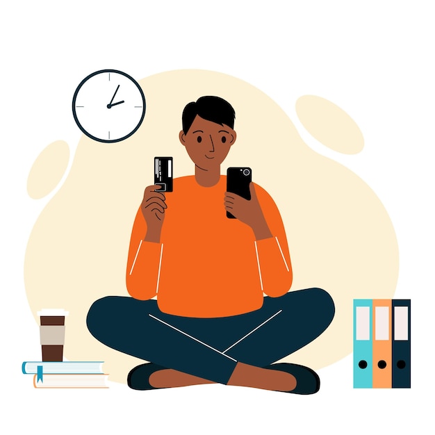 Multitasking Man Embraces Digital Productivity with Smartphones | Jiffy ...