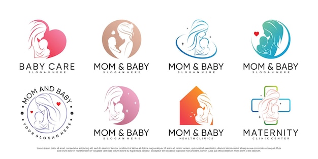 Diverse Collection of Mom and Baby Icons for Maternity and Childcare ...