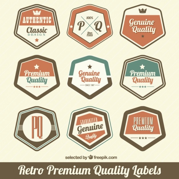 Vintage Premium Quality Hexagon Labels Collection with Retro Typography ...