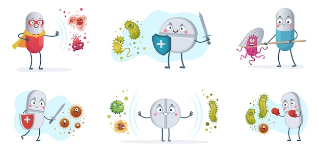 Diverse Collection of Adorable Cartoon Microbes and Germs | Jiffy Designs