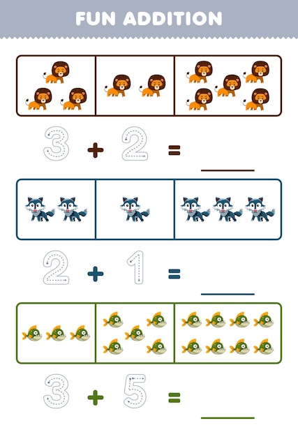 Charming Addition Puzzle with Playful Animal Illustrations | Jiffy Designs