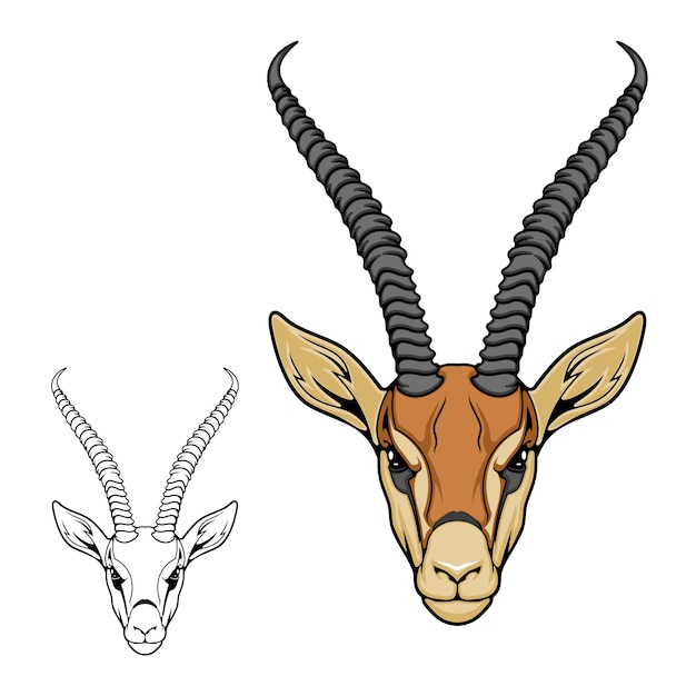 Stylized Gazelle Heads with Intricate Horns and Ears | Jiffy Designs