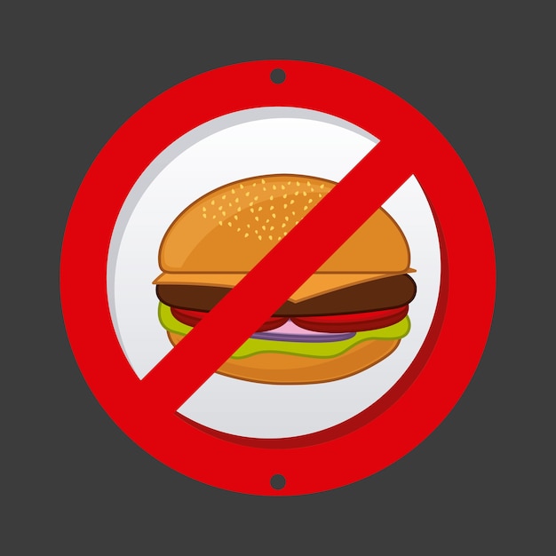 No Burgers Allowed Symbol with Detailed Burger Illustration | Jiffy Designs