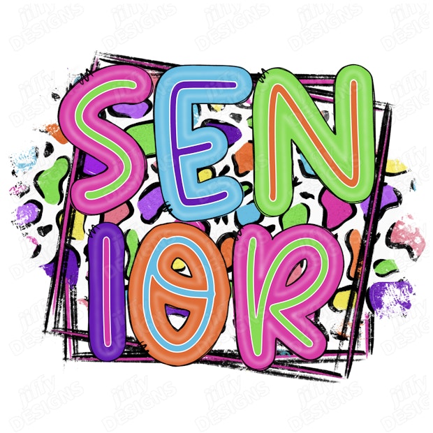 'Senior' Vibrant Graffiti-Style Letters with Splatter and Sketch ...
