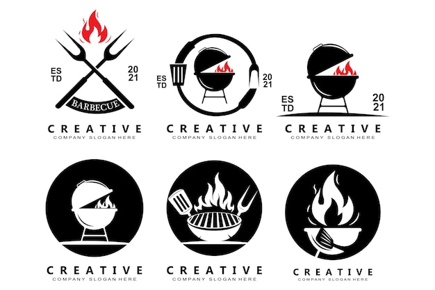 Diverse Collection of Grilling and Cooking Themed Logos and Emblems ...