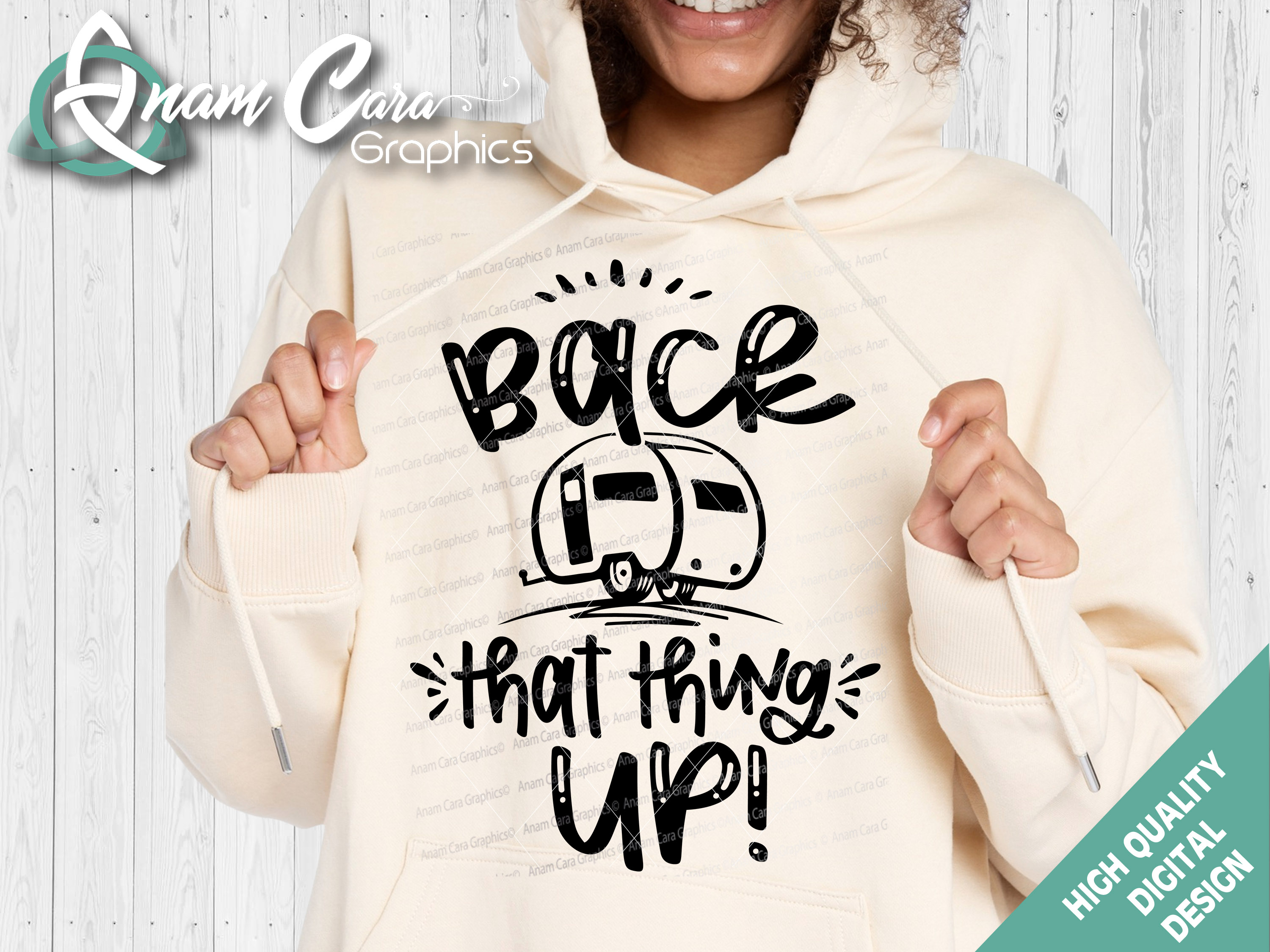 'Back That Thing Up' Retro Camper Adventure in Bold Black and White ...