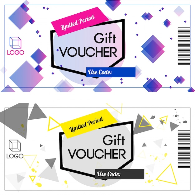 Vibrant Gift Voucher Designs with Geometric Patterns and Barcodes ...