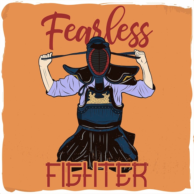 Fearless Fighter Illustration with Muscular Warrior Figure | Jiffy Designs
