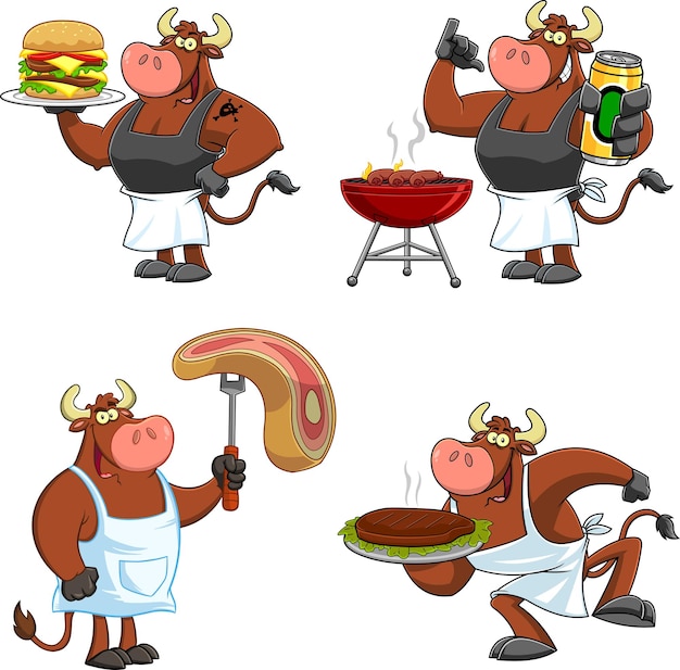 Diverse Collection of Vibrant Barbecue-Themed Cartoon Characters ...