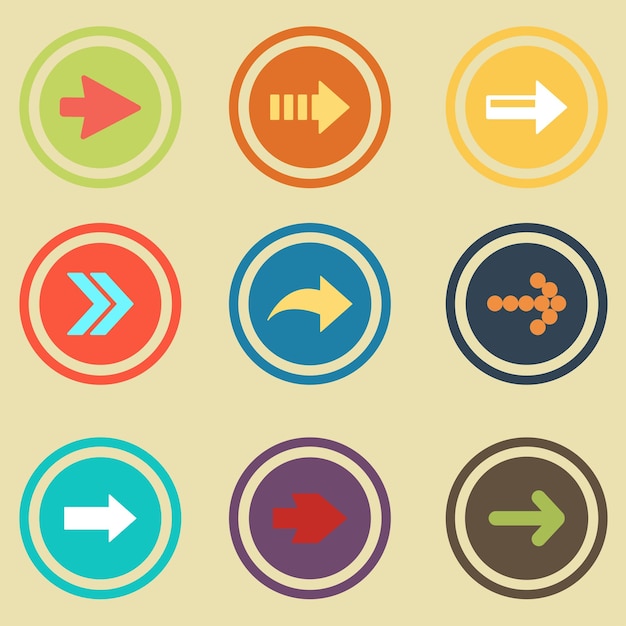 Vibrant Directional Arrows in Retro Circle Designs | Jiffy Designs