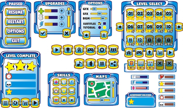 Vibrant Arcade Game Interface with Diverse Collection of Icons | Jiffy ...