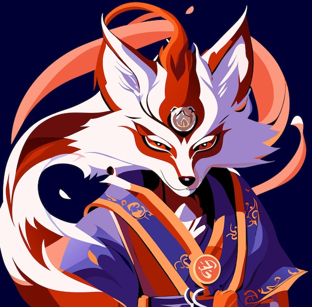 Mystical Nine-Tailed Fox Spirit in Vibrant Anime Art Style | Jiffy Designs