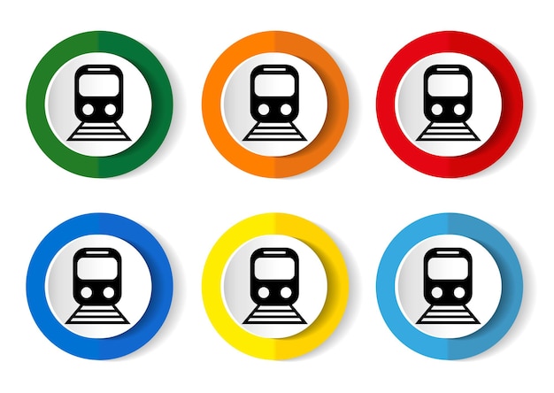 Colorful Train Icons in Simple Geometric Shapes | Jiffy Designs
