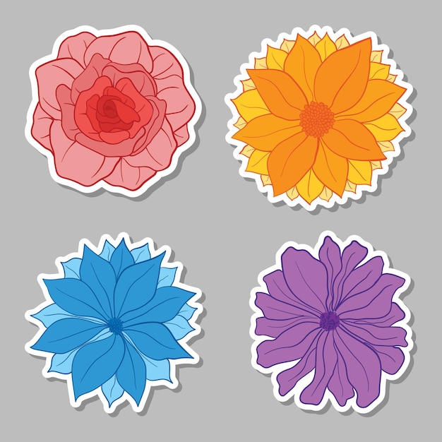 Vibrant Floral Sticker Collection with Diverse Color Palette | Jiffy ...