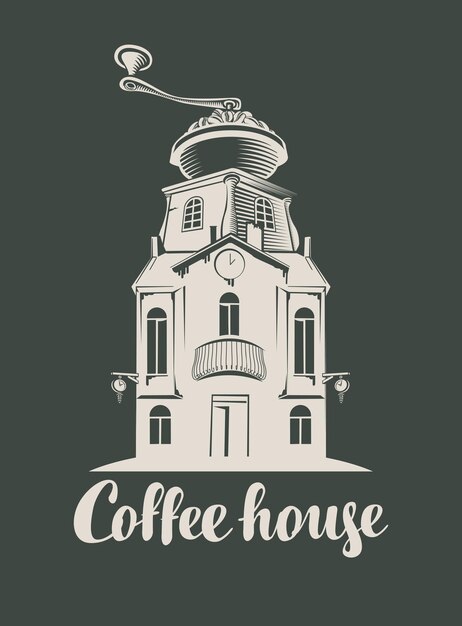 Charming Vintage Coffee House Illustration with Ornate Architecture ...