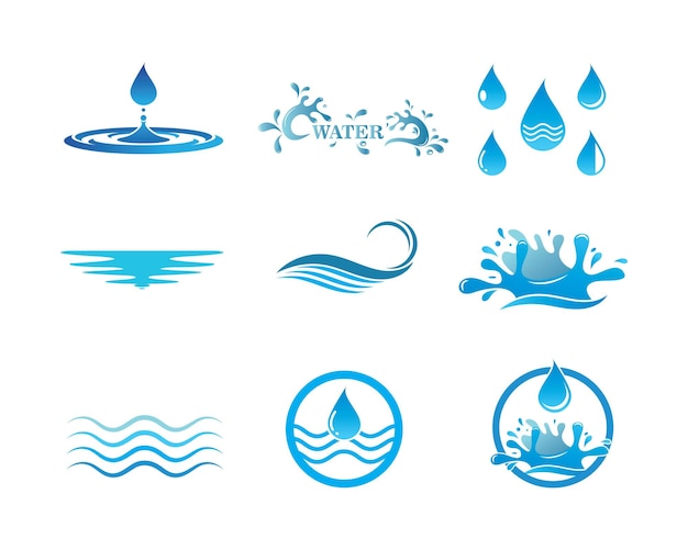 Flowing Aqua Droplets: A Refreshing Water Iconography Set | Jiffy Designs