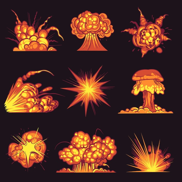 Vibrant Explosion of Fiery Cartoon Blast Effects | Jiffy Designs