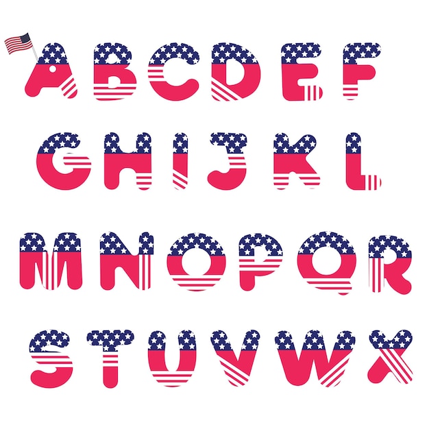 Patriotic Alphabet with American Flag Motifs | Jiffy Designs