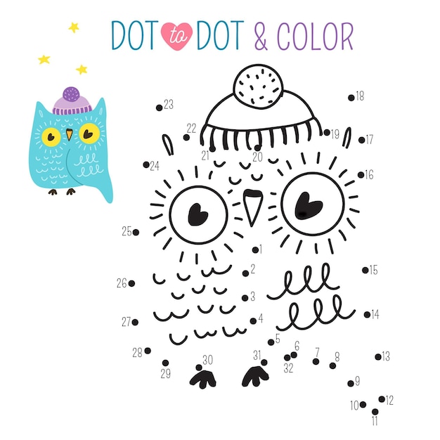 Whimsical Dot-to-Dot Owl Illustration with Vibrant Colors | Jiffy Designs