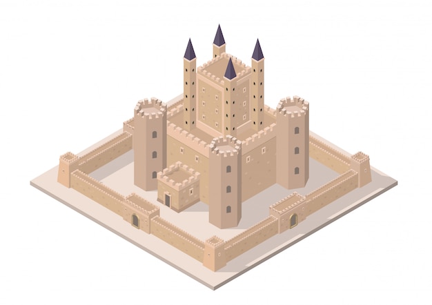 Majestic Isometric Castle with Towering Spires | Jiffy Designs