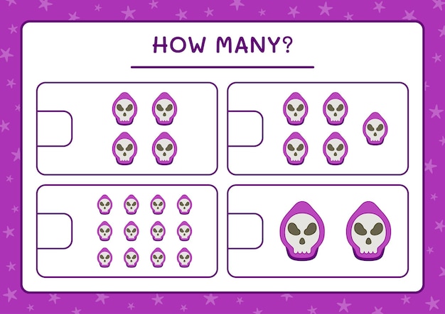 Spooky Alien Skull Counting Worksheet on Purple Background | Jiffy Designs